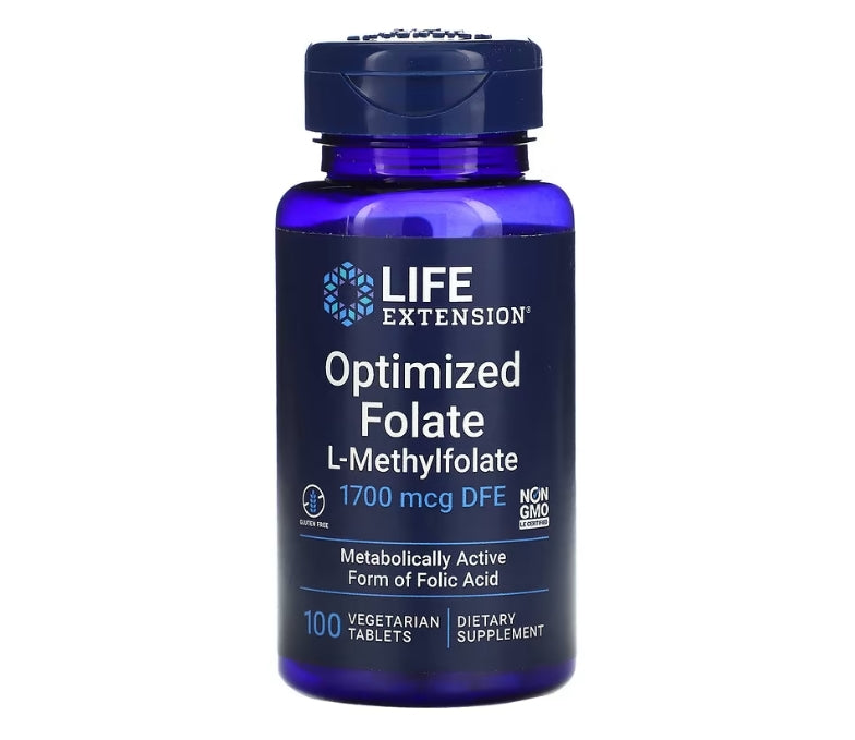 Life Extension, Optimized Folate, 1,700 mcg DFE, 100 Vegetarian Tablet