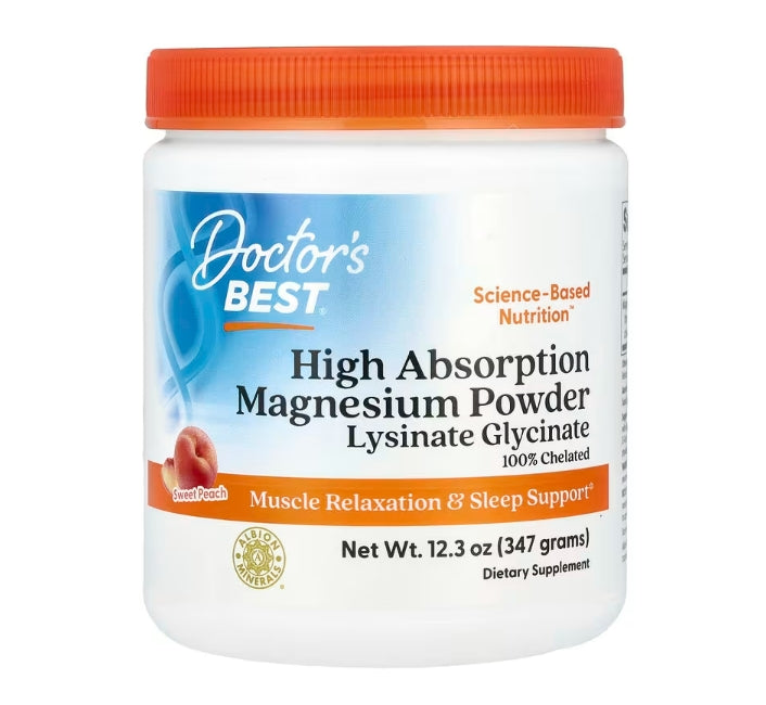 Doctor's Best, High Absorption Magnesium Powder, Sweet Peach, 12.3 oz