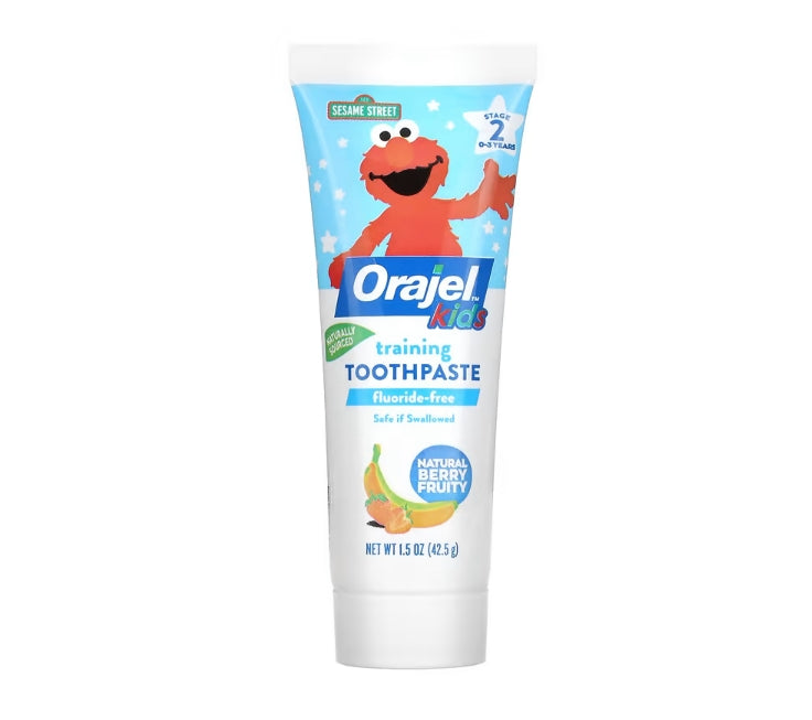 Orajel, Elmo Training Toothpaste, Fluoride-Free, 0-3 Years, Berry Frui